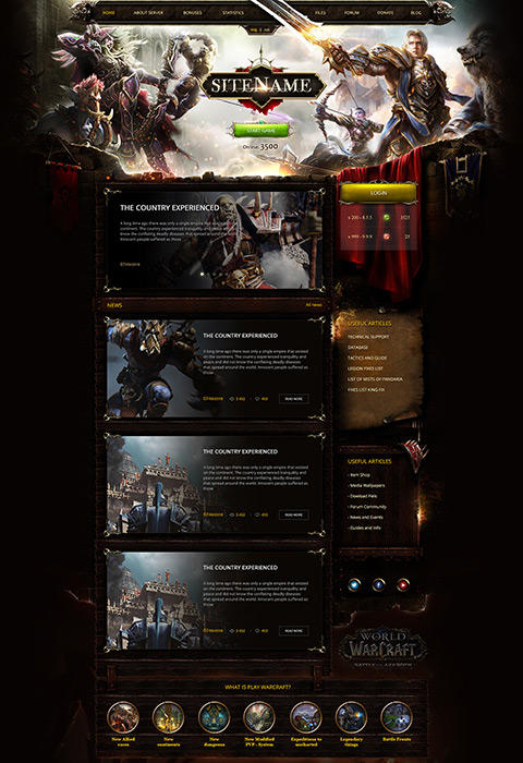 World of Warcraft Game Website Templates | Templstock.com