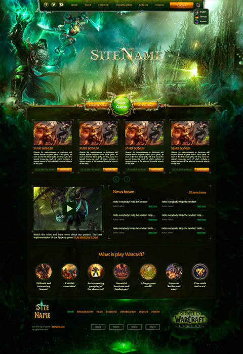 World of Warcraft Game Website Templates | Templstock.com