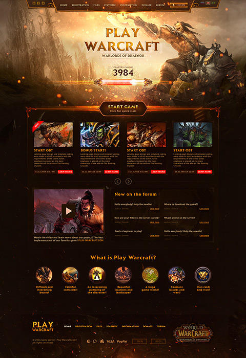 World of Warcraft Game Website Templates | Templstock.com